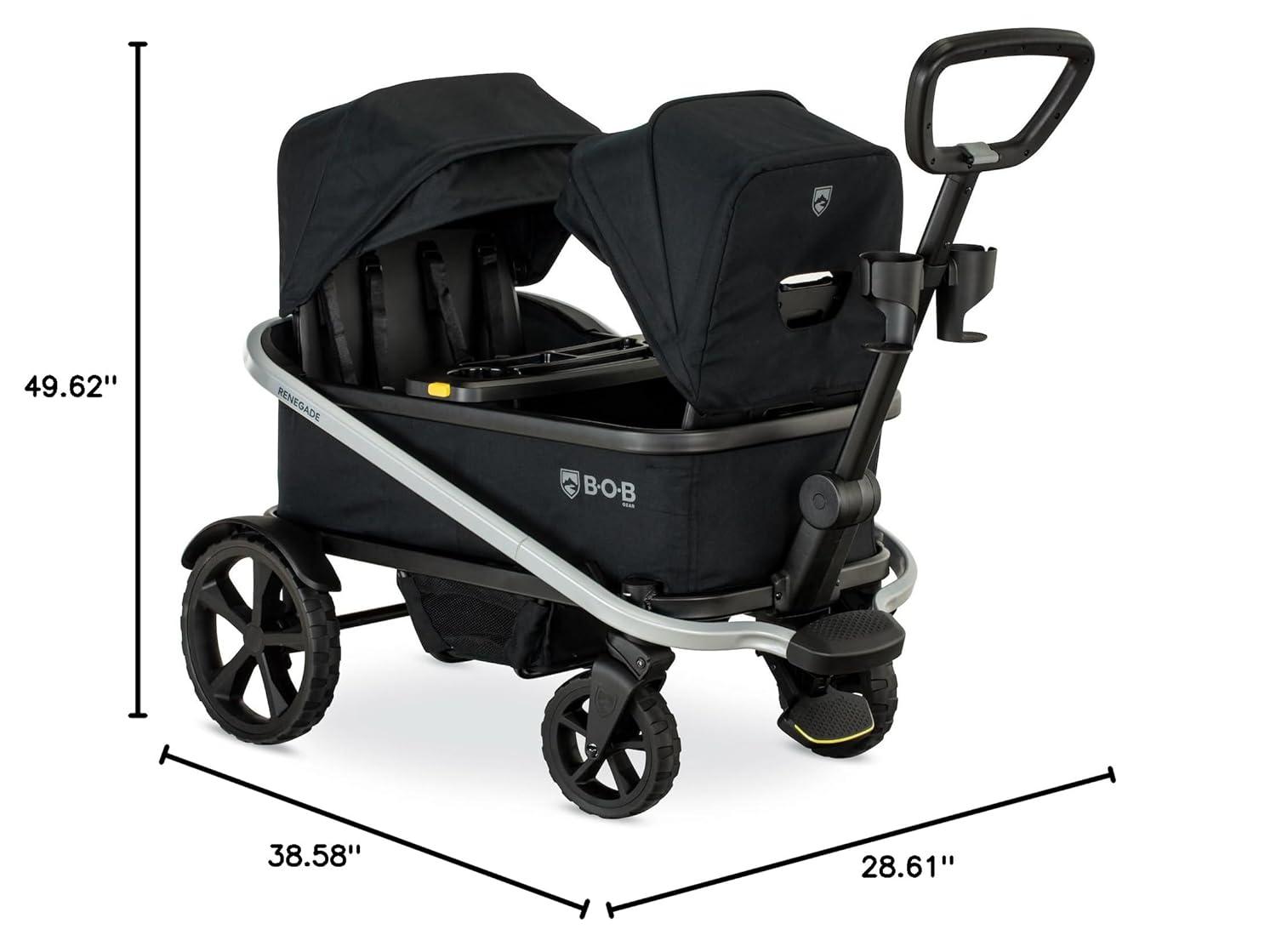 BOB Gear Renegade Canopy Stroller Wagon with 3 Seats, 5-Point Harness ...